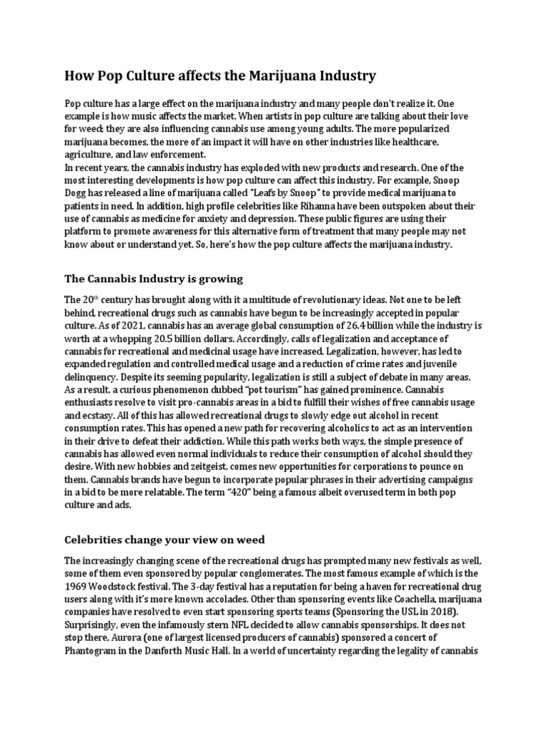 How Pop Culture Affects The Marijuana Industry | PDF | Cannabis (Drug ...