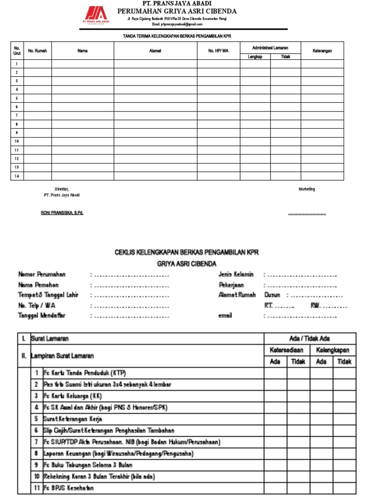 Format Ceklis Kelengkapan | PDF