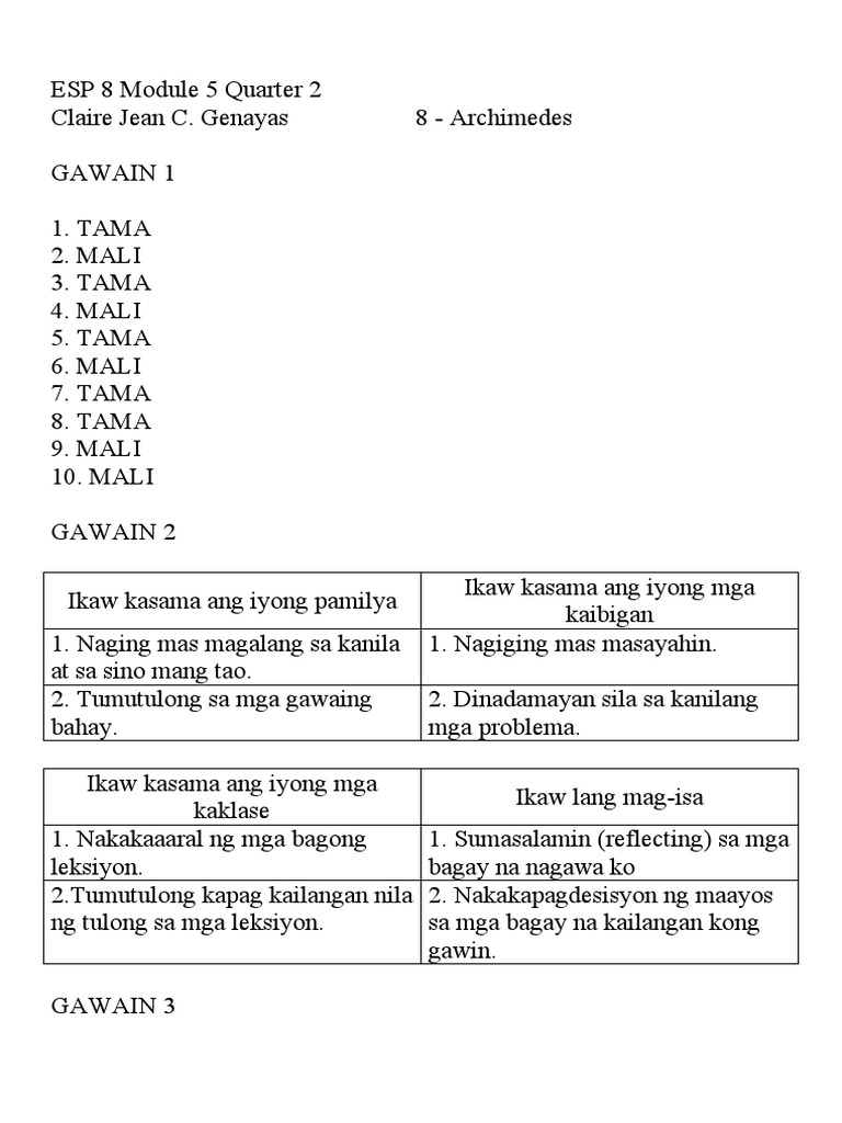 ESP 8 Module 5 Quarter 2 | PDF