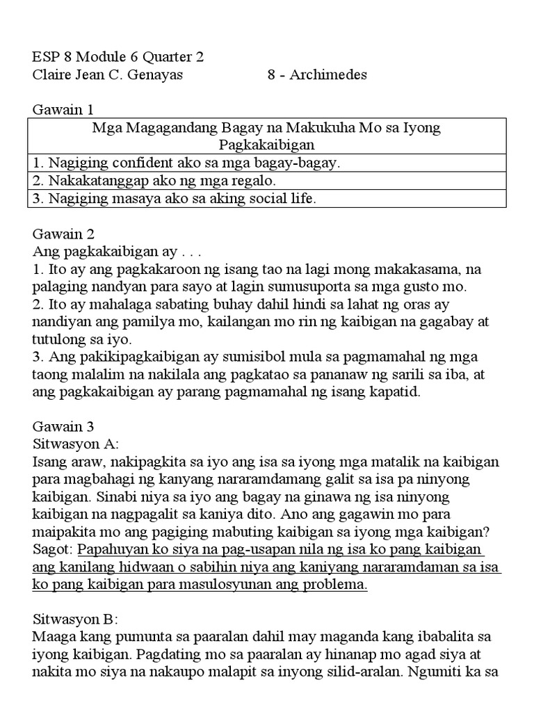 ESP 8 Module 6 Quarter 2 | PDF