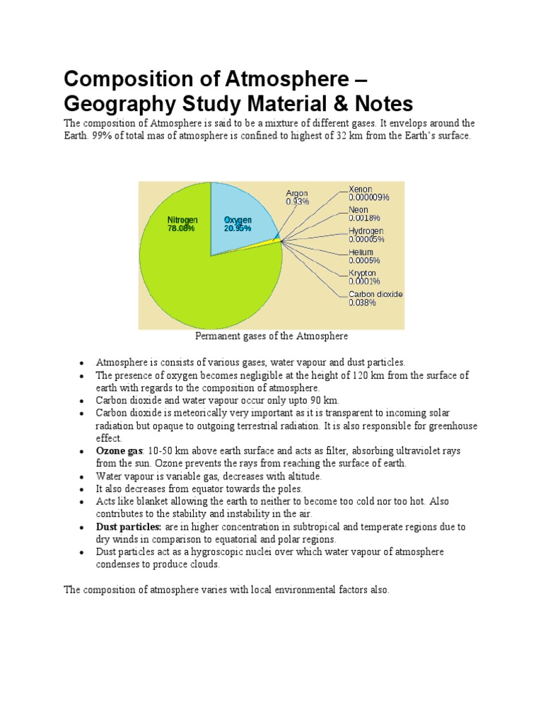 Composition of Atmosphere Notes | PDF | Atmosphere | Atmosphere Of Earth