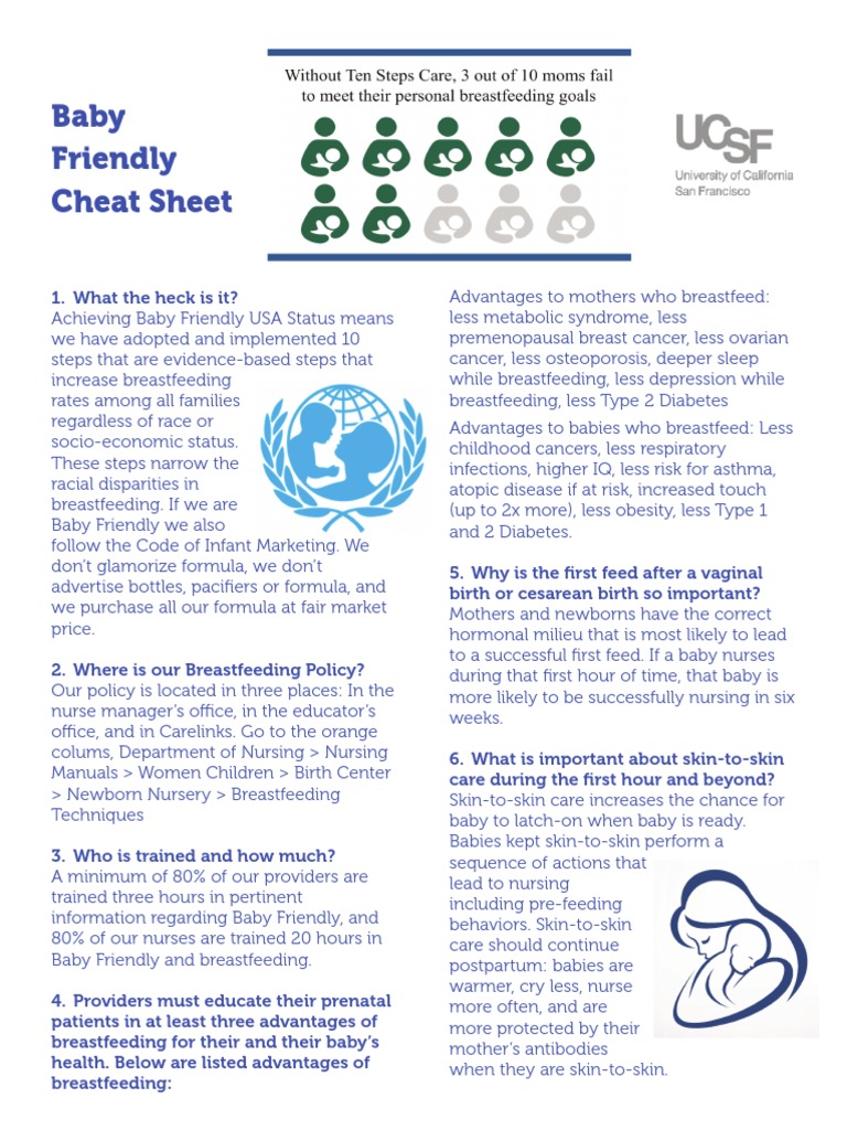 Baby Friendly Cheat Sheet Nov 2020 | PDF | Breastfeeding | Breast Milk