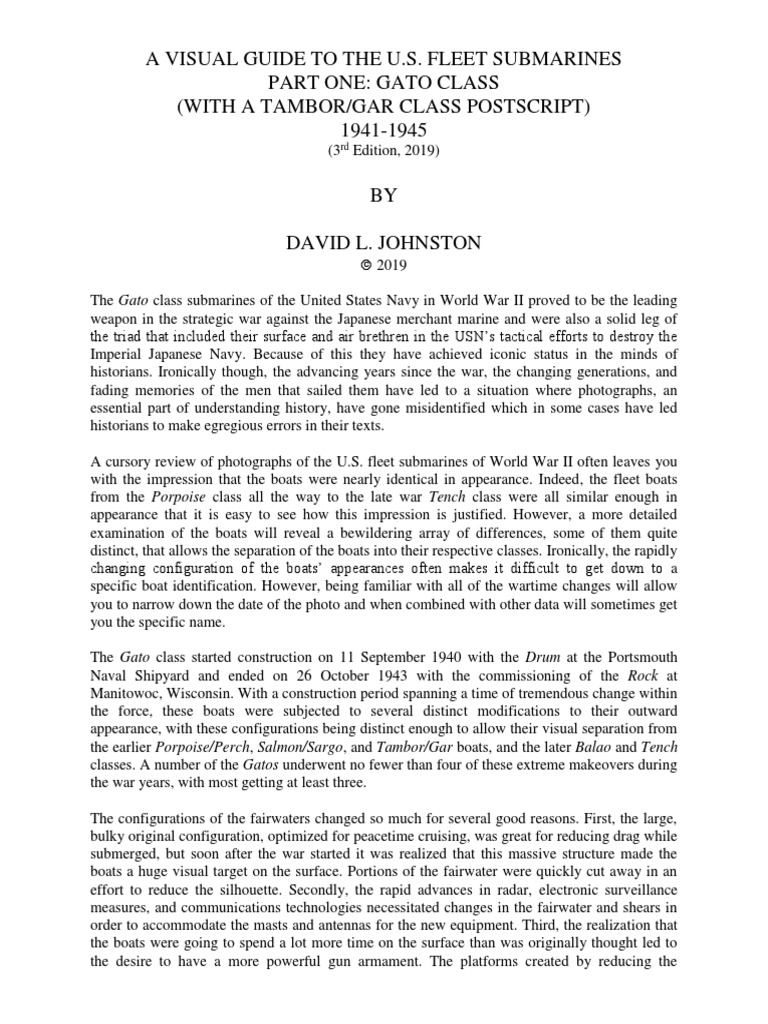 A Visual Guide To The U.S. Fleet Submarines Part One - Gato Class (With ...