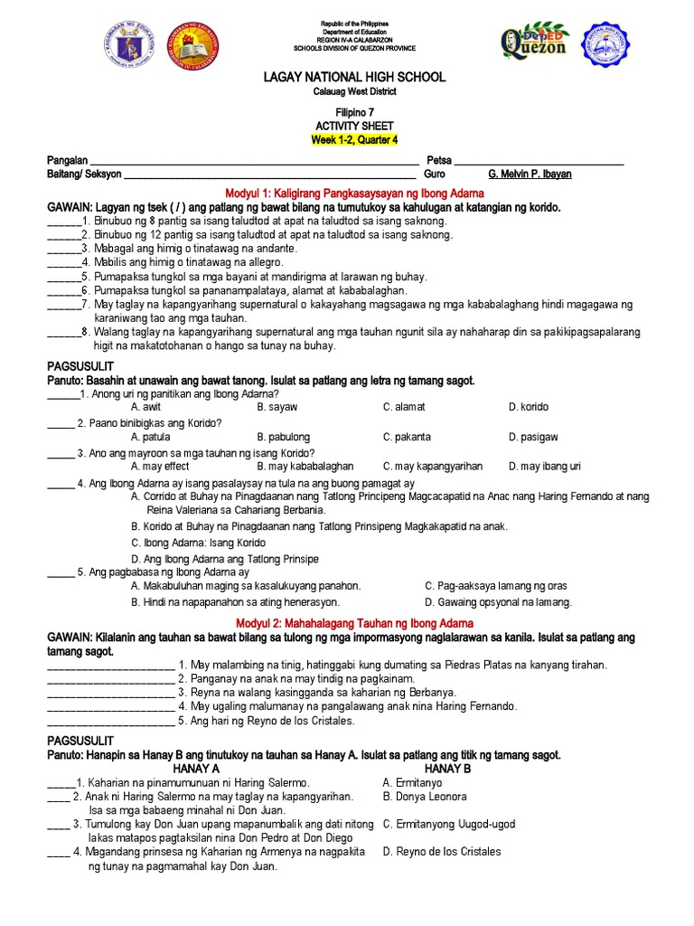 Filipino 7 Week 1 2 q4 | PDF