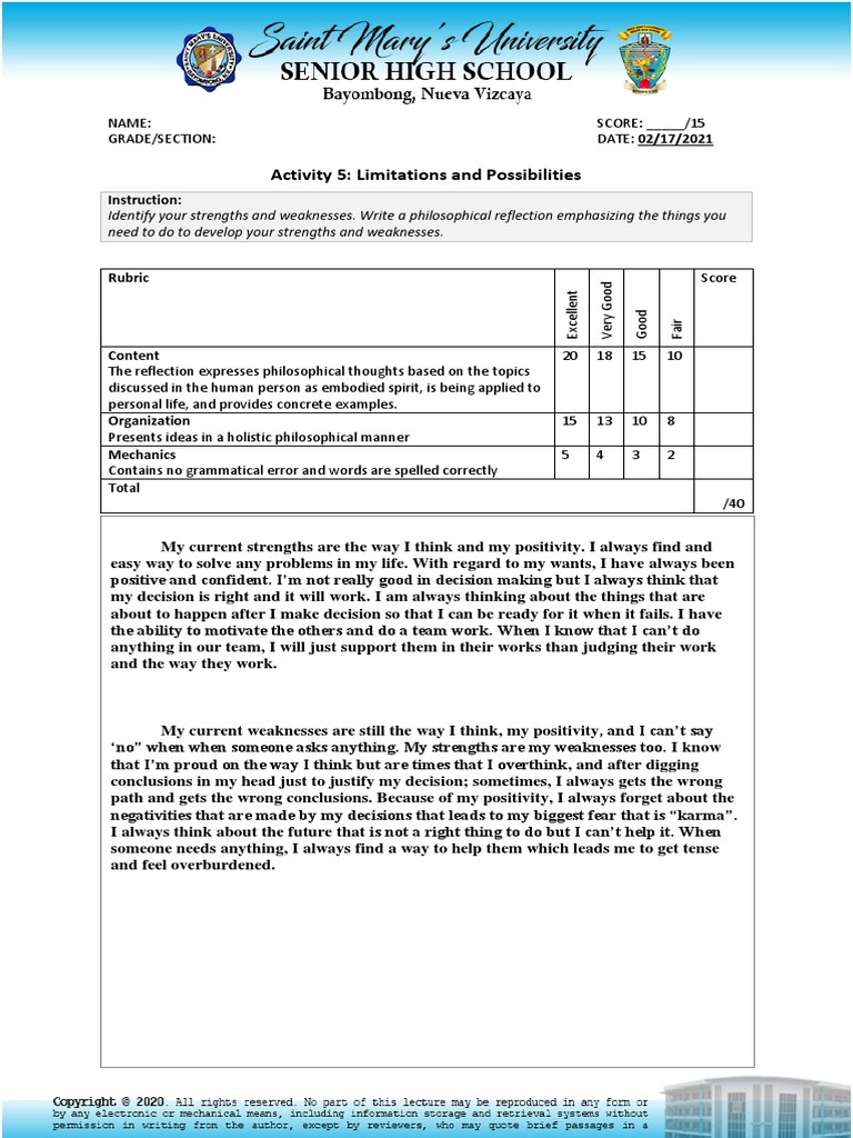 Activity 5: Limitations and Possibilities: Instruction | PDF | Thought ...