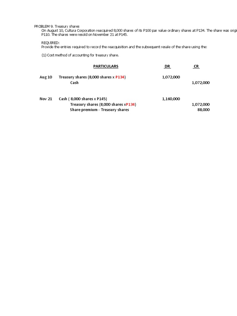 Solution - Hand Out - Problems 9 10 11 12 13 14 15 | PDF | Treasury Stock | Capital Surplus