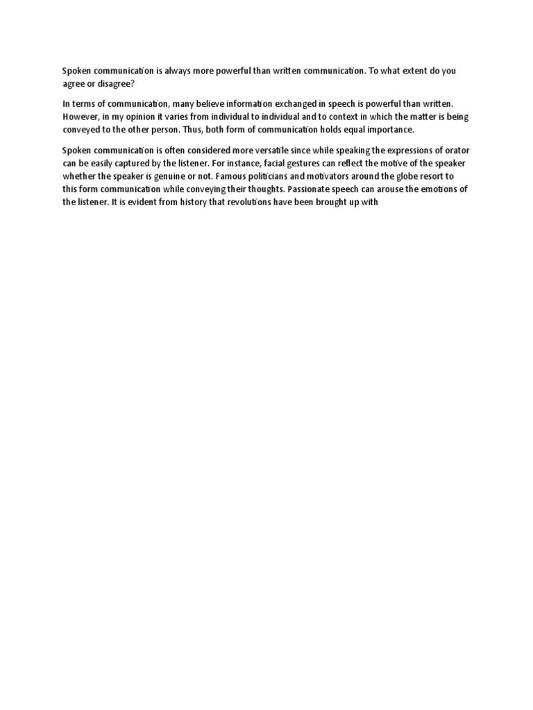 Power of Spoken vs. Written Communication | PDF | Career & Growth ...