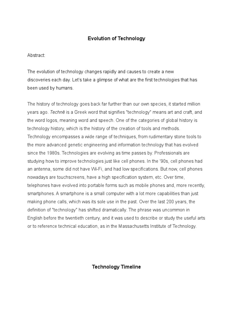 Evolution of Technology Through Ages | PDF | Artificial Intelligence ...