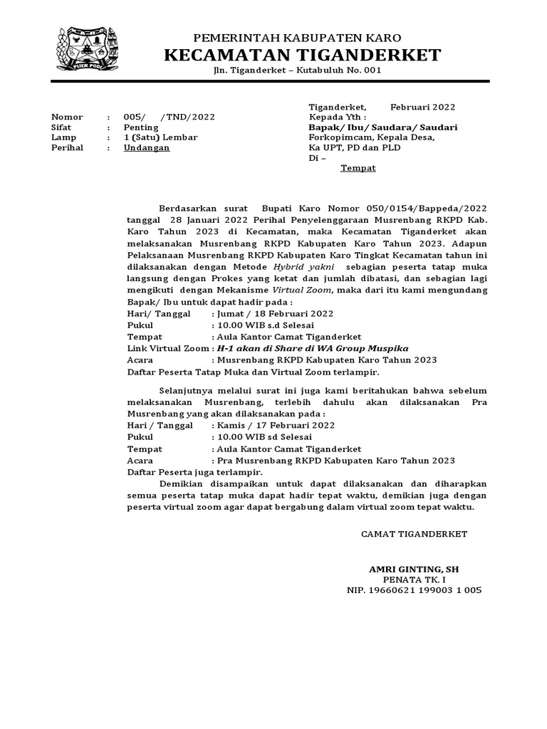 Undangan Musrenbang | PDF