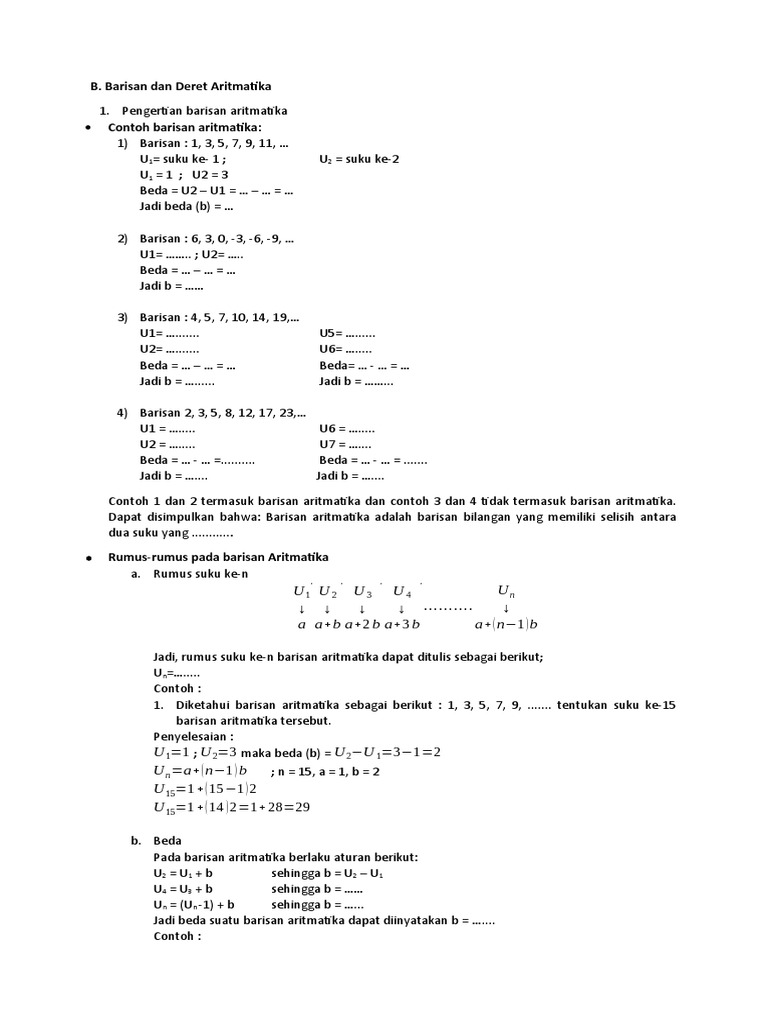 Modul Barisan Aritmatika Kls 8 | PDF