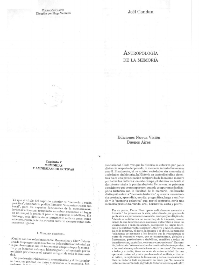 J. Candau, "Memorias y Amnesias Colectivas", en Antropología de La Memoria, Buenos Aires, Nueva ...
