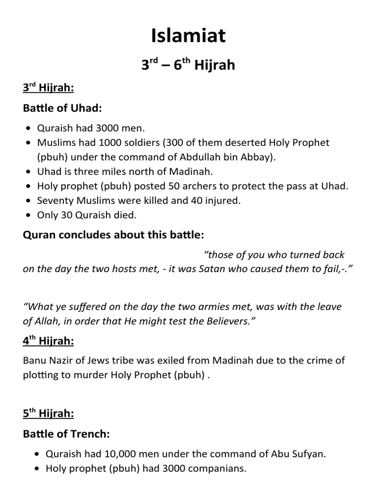 3rd To 6th Hijrah o Level/igcse Notes | PDF