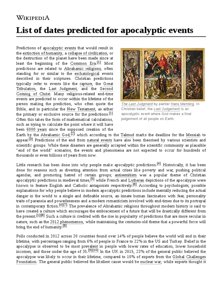 List of Dates Predicted For Apocalyptic Events: The Last Judgment by ...