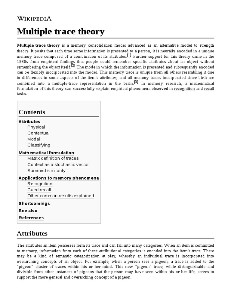 Multiple_trace_theory | PDF | Psychology | Cognitive Psychology