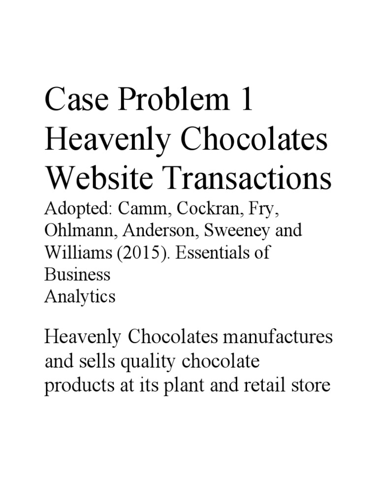 Case Problem 1 Heavenly Chocolates Website Transactions | PDF | Retail ...
