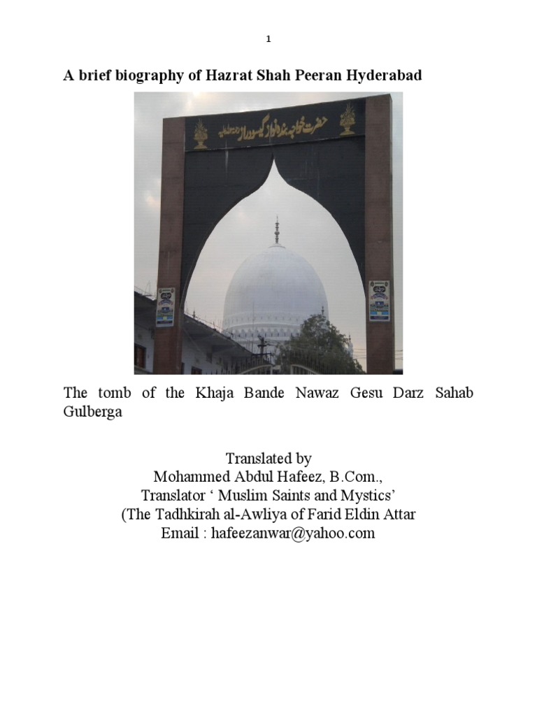 A Brief Biography of Hazrat Shah Peeran Hyderabad | PDF | Abrahamic ...