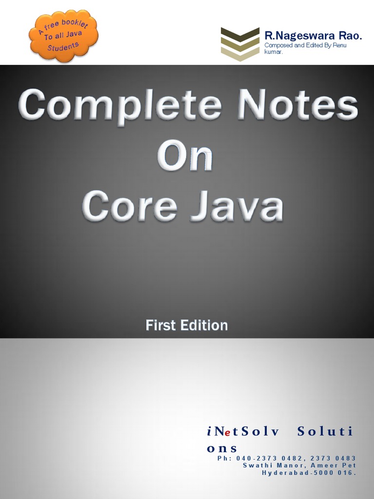 Core Java Byrnageswara Rao | PDF | Java (Programming Language) | Java ...