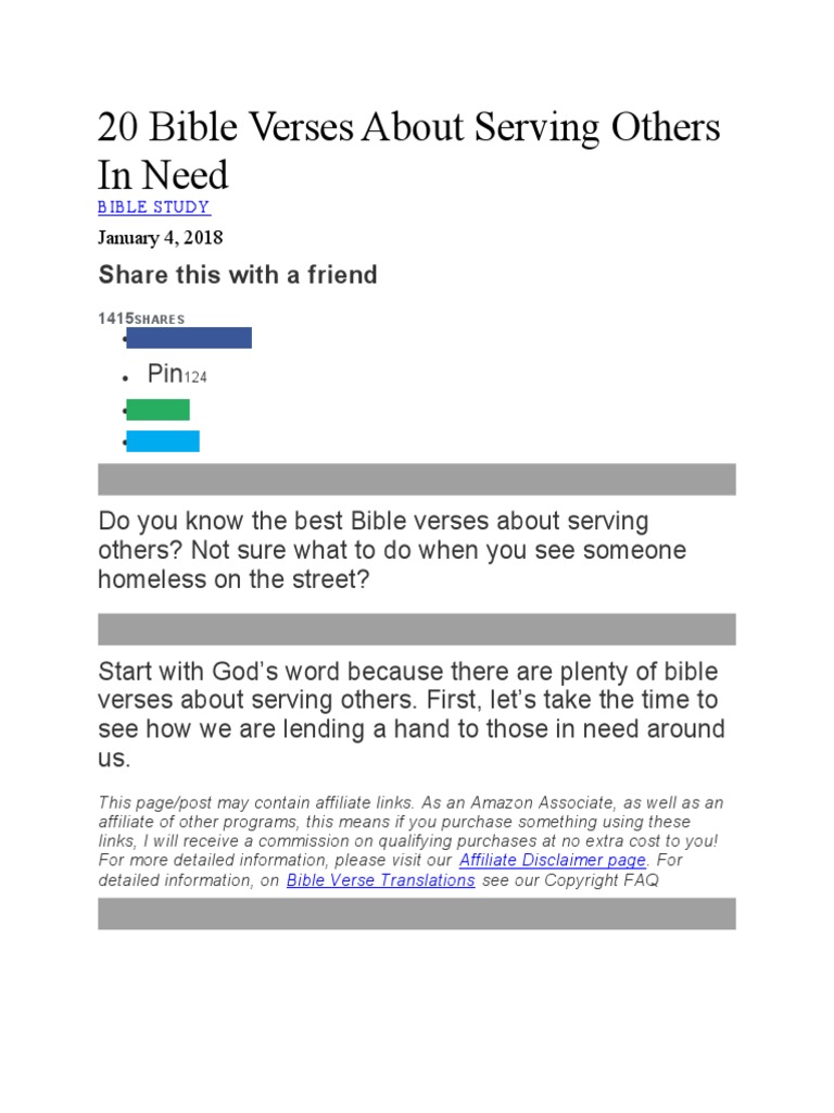 20 Bible Verses About Serving Others in Need | Download Free PDF ...
