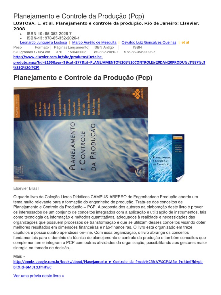 Planejamento e Controle Da Producao PCP | PDF