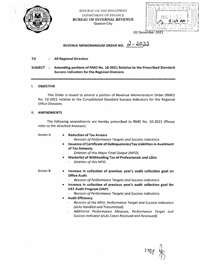 RMO No. 2-2022 | Download Free PDF | Taxation | Government Finances