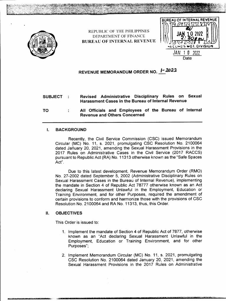 RMO No. 1-2022 | PDF