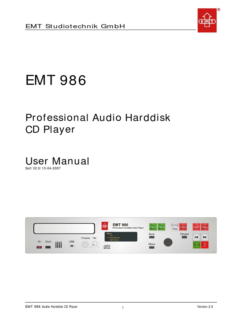 EMT 986 Audio Harddisk CD Player | PDF | Online And Offline ...
