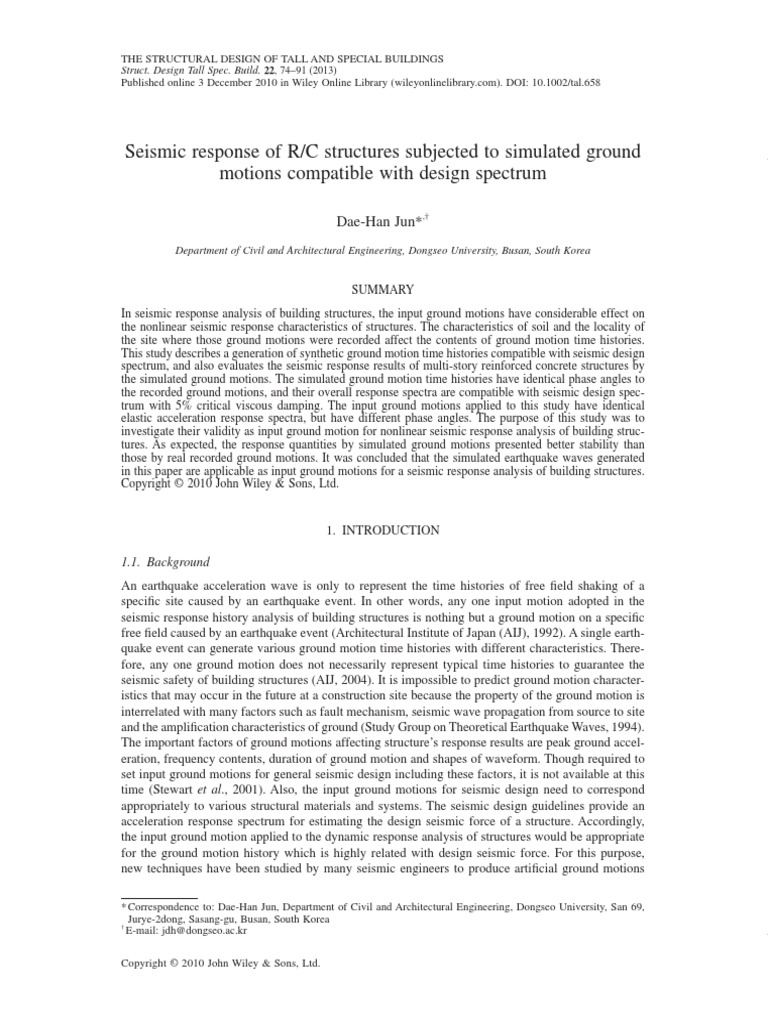 Seismic Response of RC Structures Subjected To Simulated Ground ...