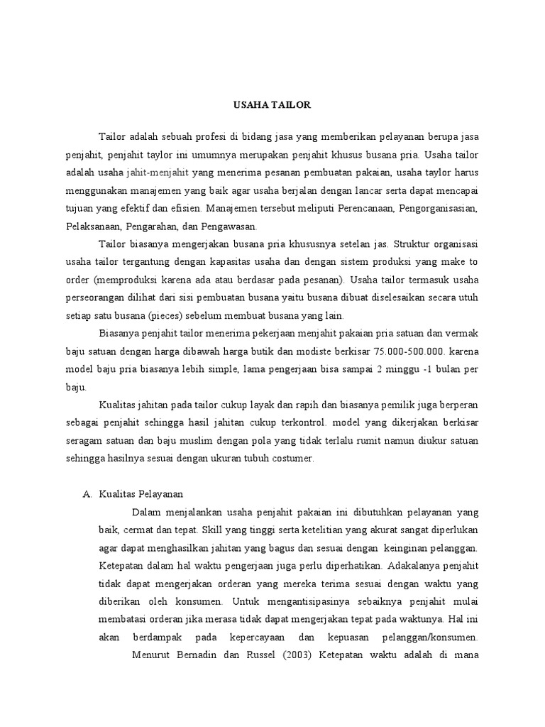 Usaha Tailor | PDF