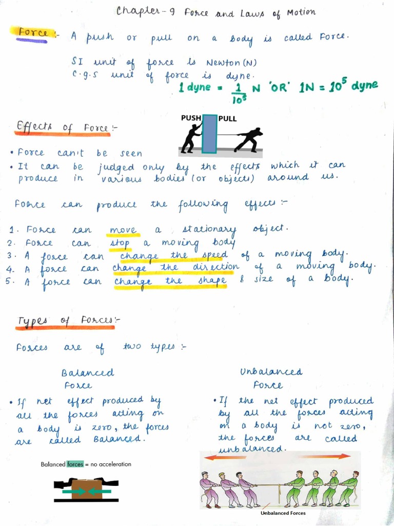 Force & Laws of Motion Motes | PDF
