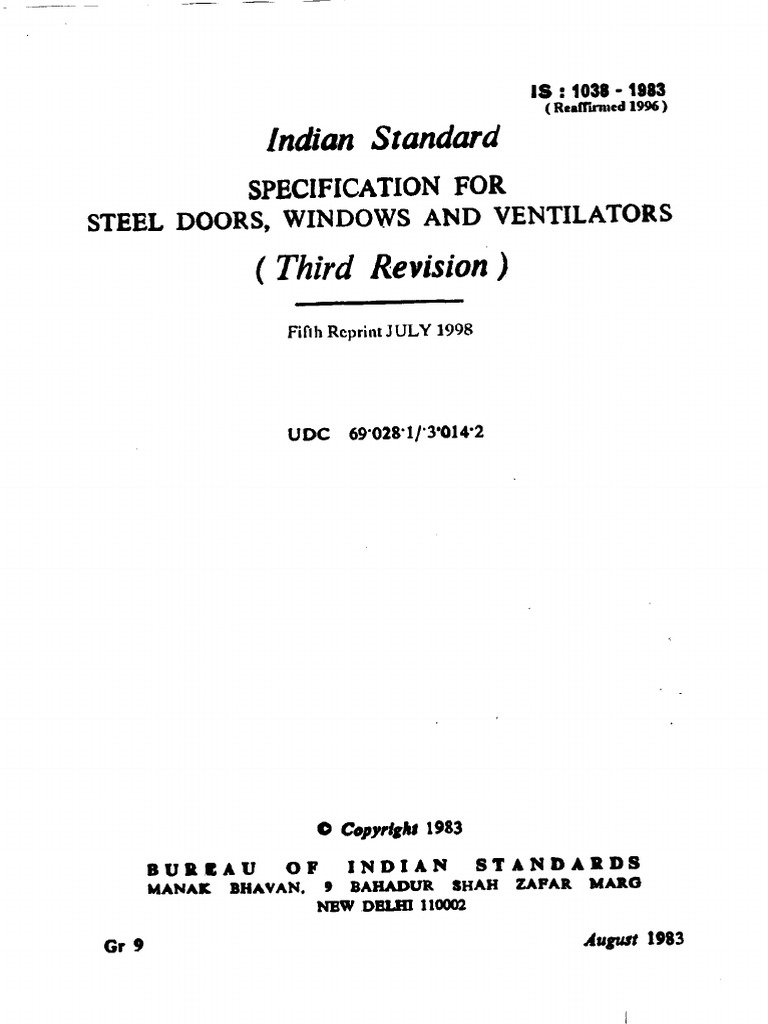 Is 1038-1983 | PDF