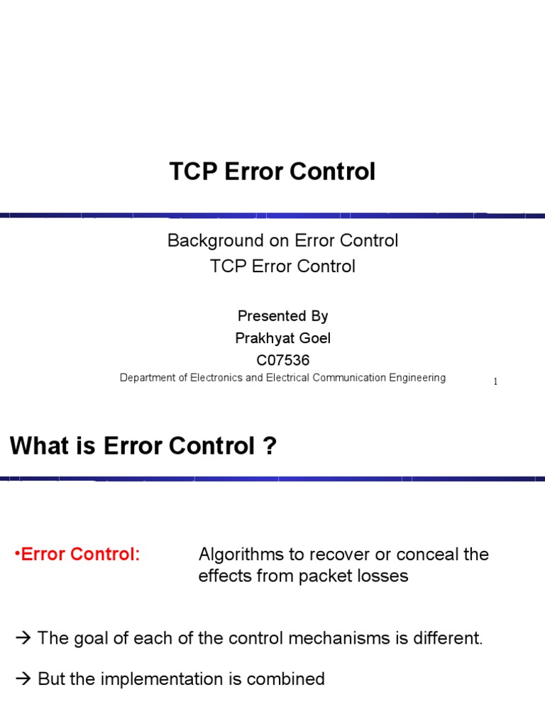 Error Control in TCP | PDF | Transmission Control Protocol | Error ...