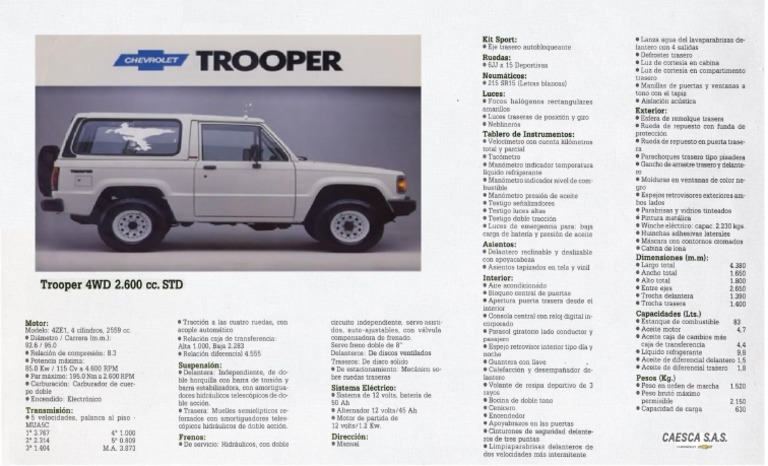 Ficha Tecnica Trooper | PDF