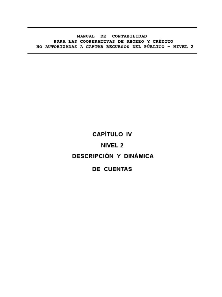 Capitulo IV Descrpcion y Dinamica de Cuentas Del Manual de Contabilidad COOPAC | PDF ...