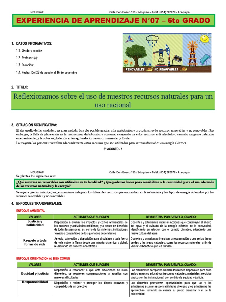 6° Grado - Experiencia de Aprendizaje N°07 | PDF | Números | Decimal