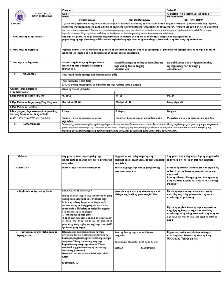 DLL Ap 8 Week 4 | PDF