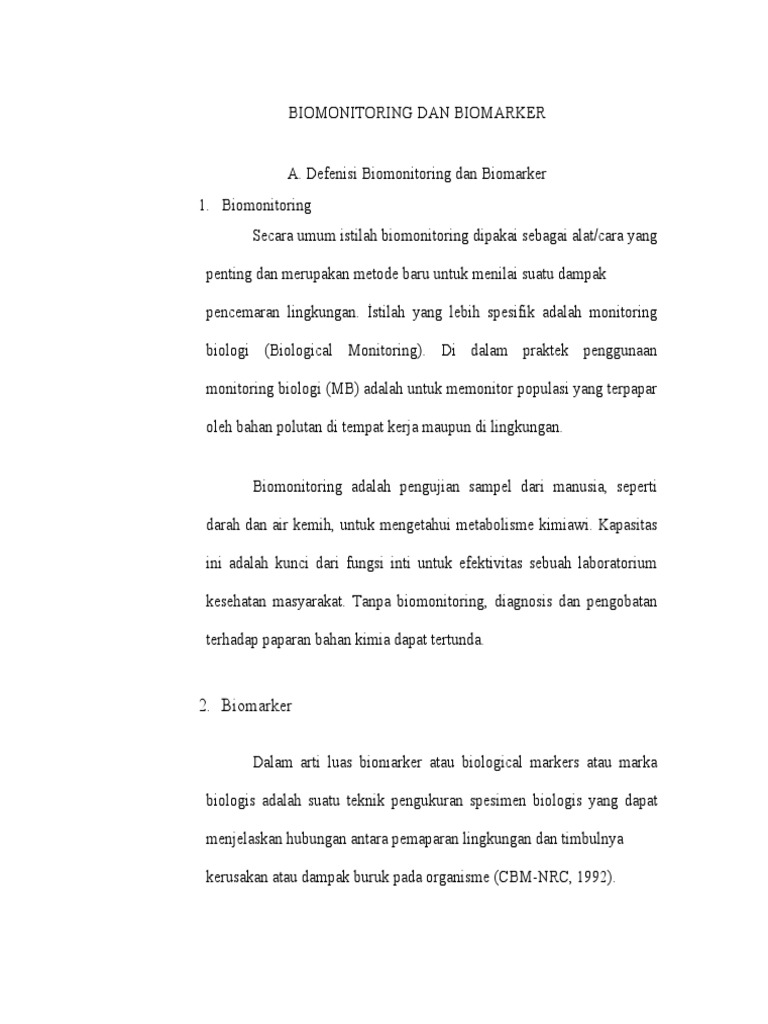 Biomonitoring dan Biomarker | PDF