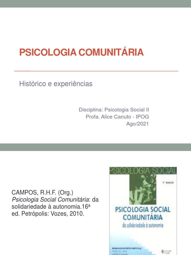 Psicologia Comunitária | PDF | Psicologia | Sociologia
