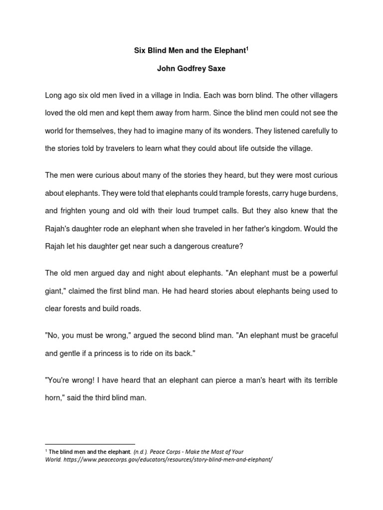 Six Blind Men and The Elephant | PDF | Elephant