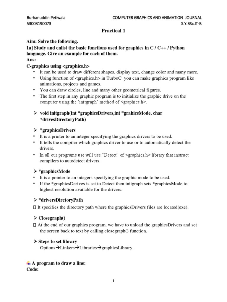 Computer Graphics Practical Journal | PDF | Computer Program | Programming