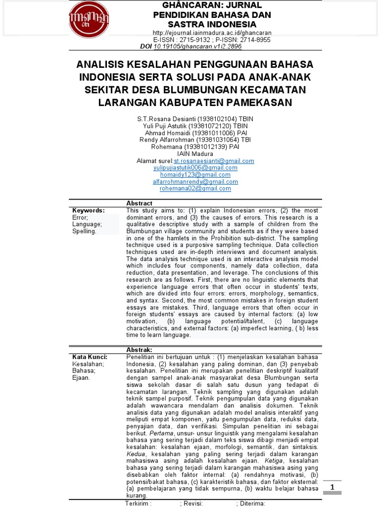 Artikel KPM Posko37 - Blumbungan - Analisis Kesalahan Bahasa - Rendy ...