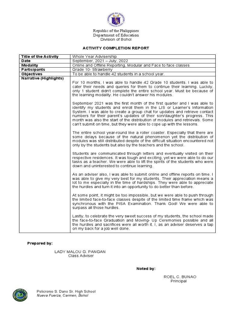 Activity Completion Report | PDF | Communication | Cognitive Science