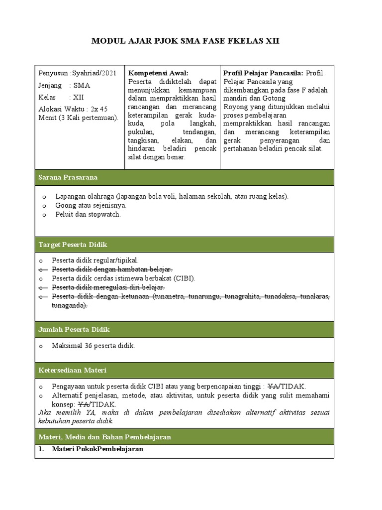 MODUL PJOK SMA | PDF