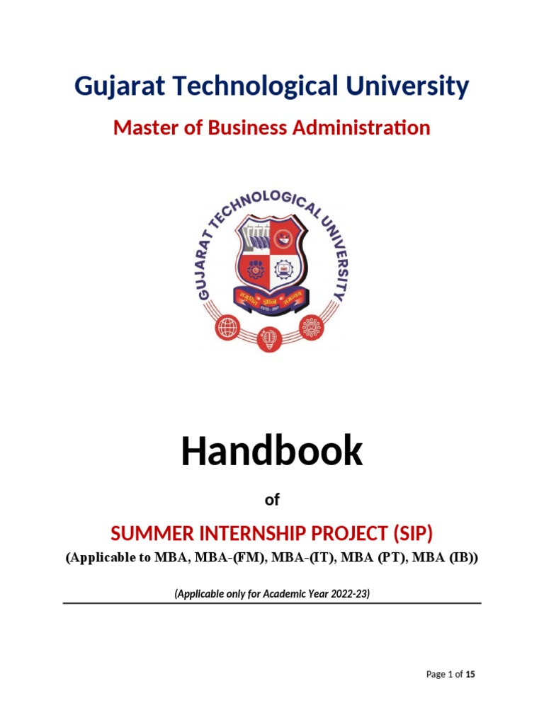 MBA Summer Internship Project Guidelines | PDF | Master Of Business ...