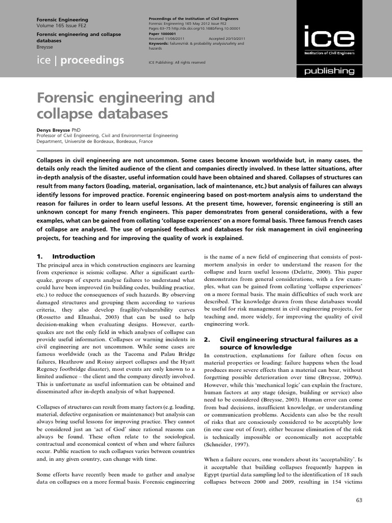 Forensic Engineering and Collapse Databases | Download Free PDF ...