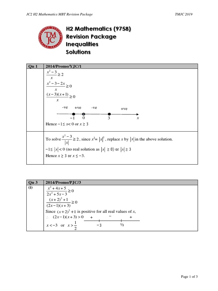 H2 MBT Revision Package Inequalities Solutions | PDF | Inequality (Mathematics) | Combinatorics