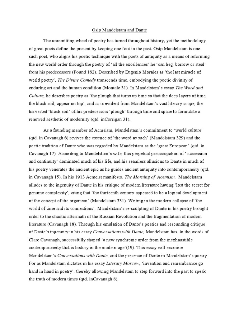 Osip Mandelstam and Dante | PDF | Divine Comedy | Poetry