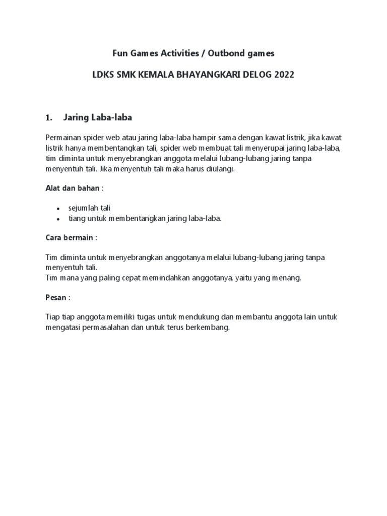 Fun Games Activities Pdf Griya Taman