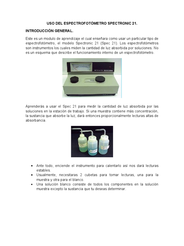 Uso Del Espectro Spectronic 21 | PDF | Ligero | Cobre