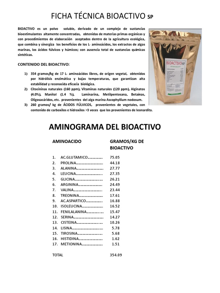 BIOACTIVO | PDF | Aminoácidos | Agua