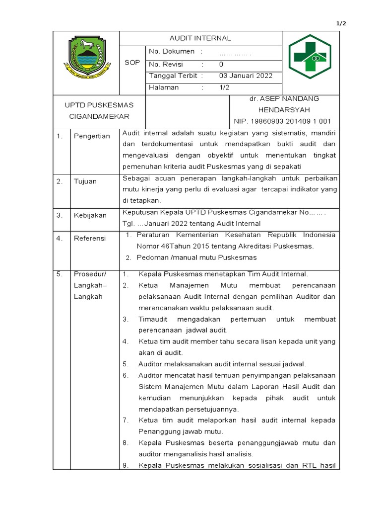 Sop Audit Internal Pdf